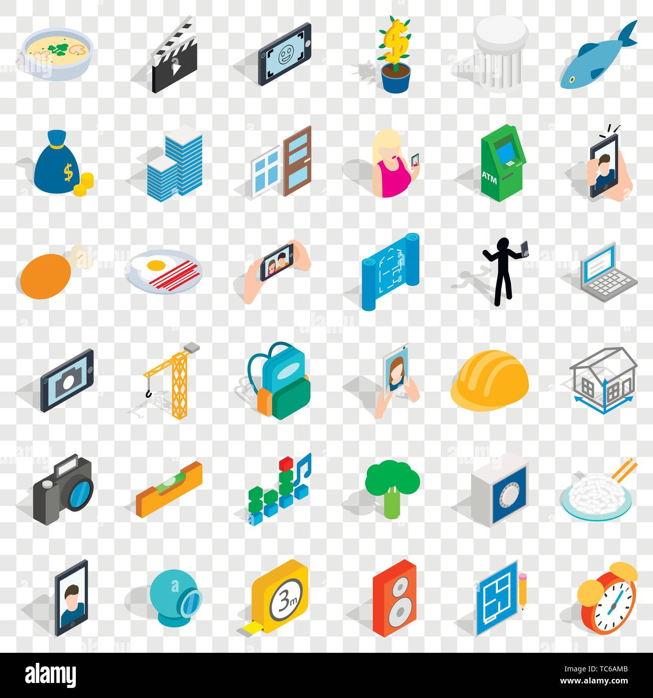 Concrete icons set, isometric style Stock Vector Image & Art - Alamy