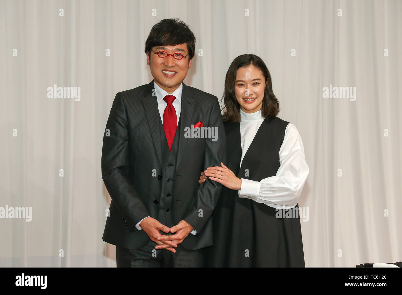 Japanese comedian Ryota Yamasato and Japanese actress Yu Aoi attend a ...