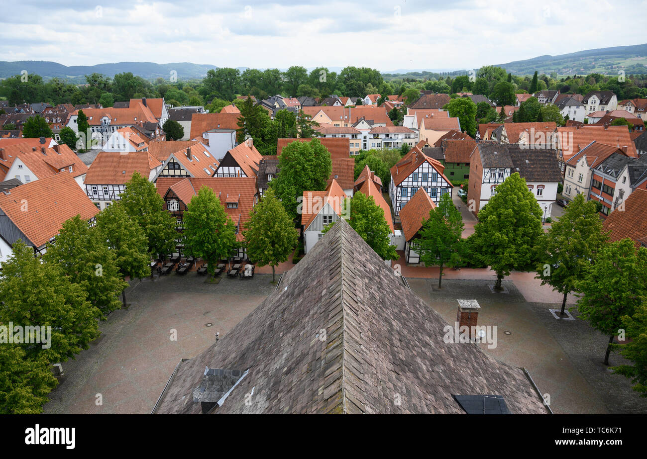 Rinteln, Germany. 28th May, 2019. There are restored half-timbered ...