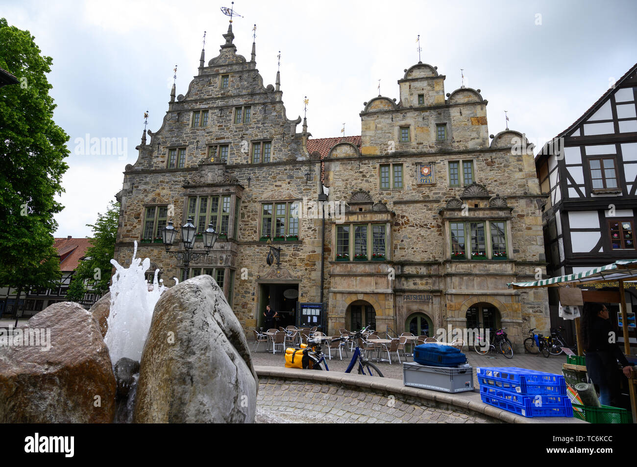 Rinteln, Germany. 28th May, 2019. In the old town there is the former ...