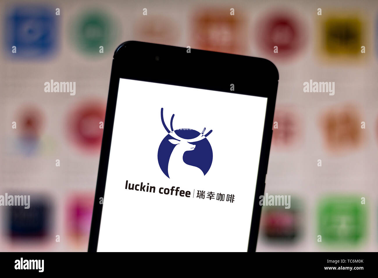 Brazil. 5th June, 2019. In this photo illustration the Luckin Coffee ...