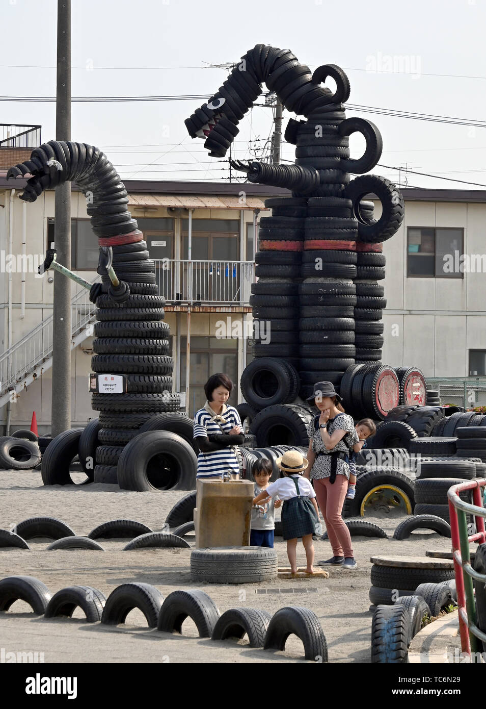 Tokyo, Japan. 6th June, 2019. An 8-meter-tall Godzilla, made of used ...