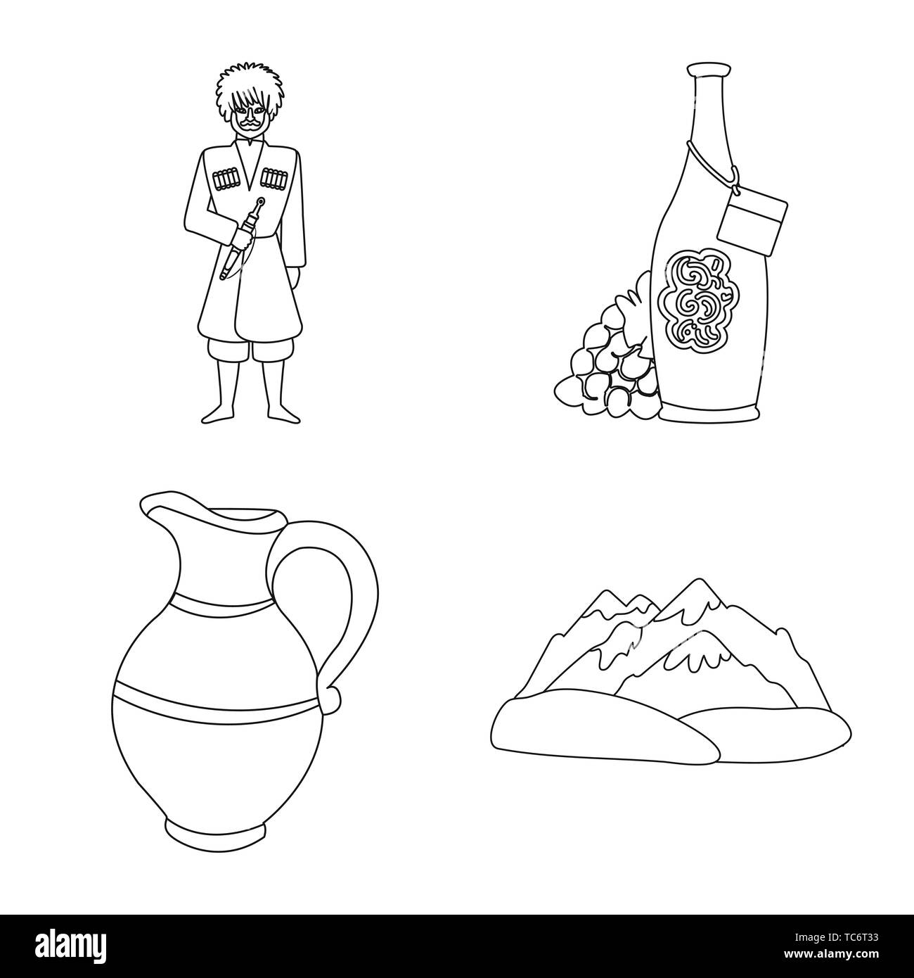 Vector illustration of traditions and national sign. Set of traditions ...