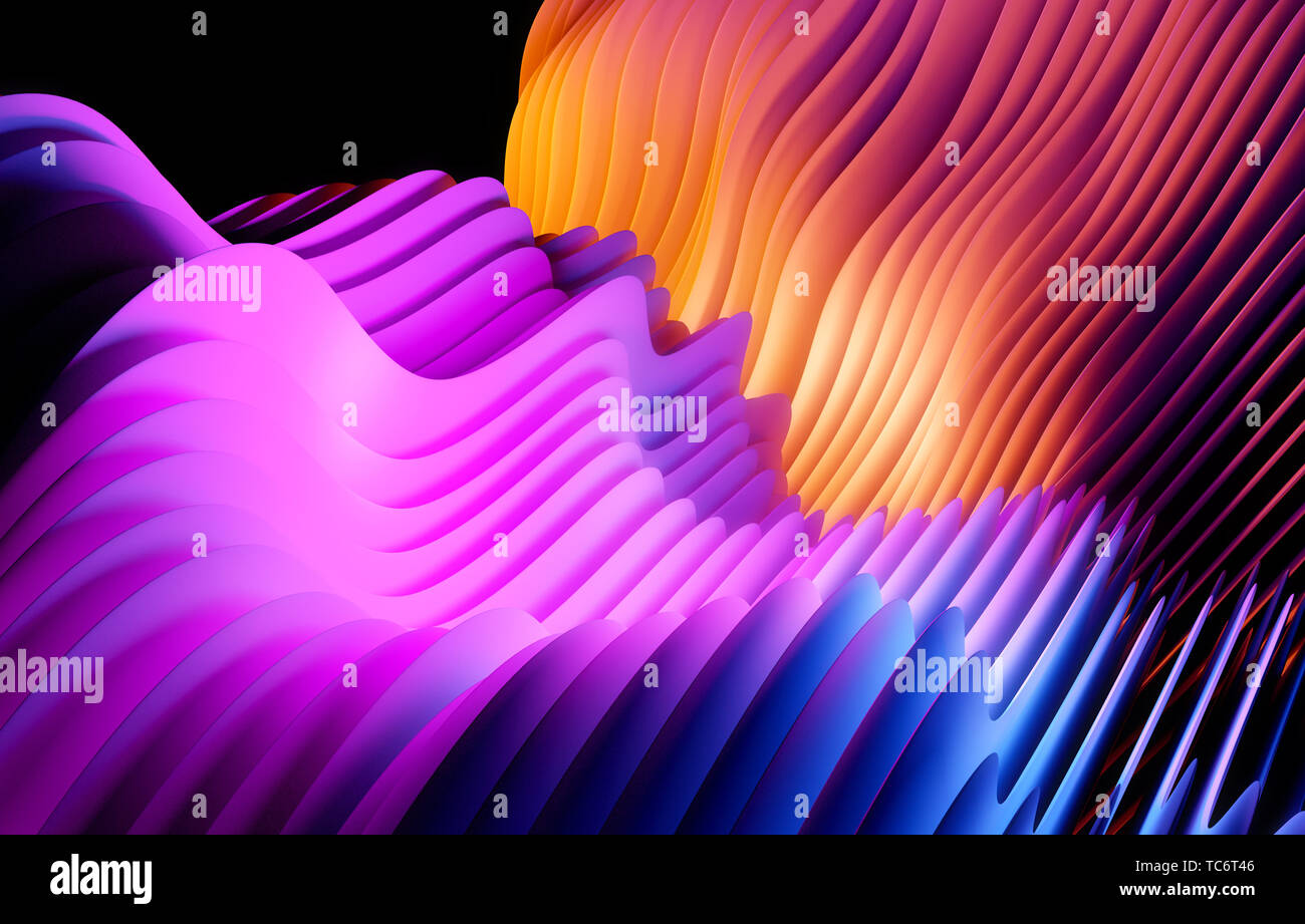 Wavy abstract shapes and form background. 3D illustration Stock Photo ...