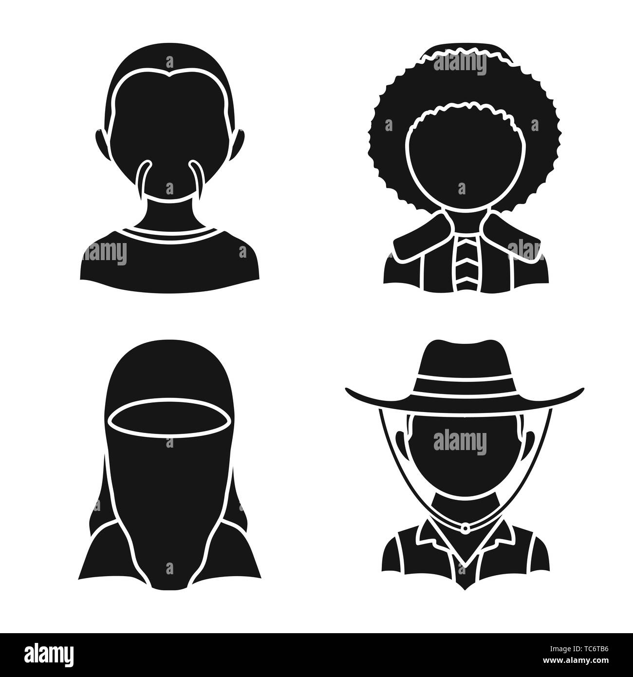 Vector illustration of person and culture icon. Set of person and race ...