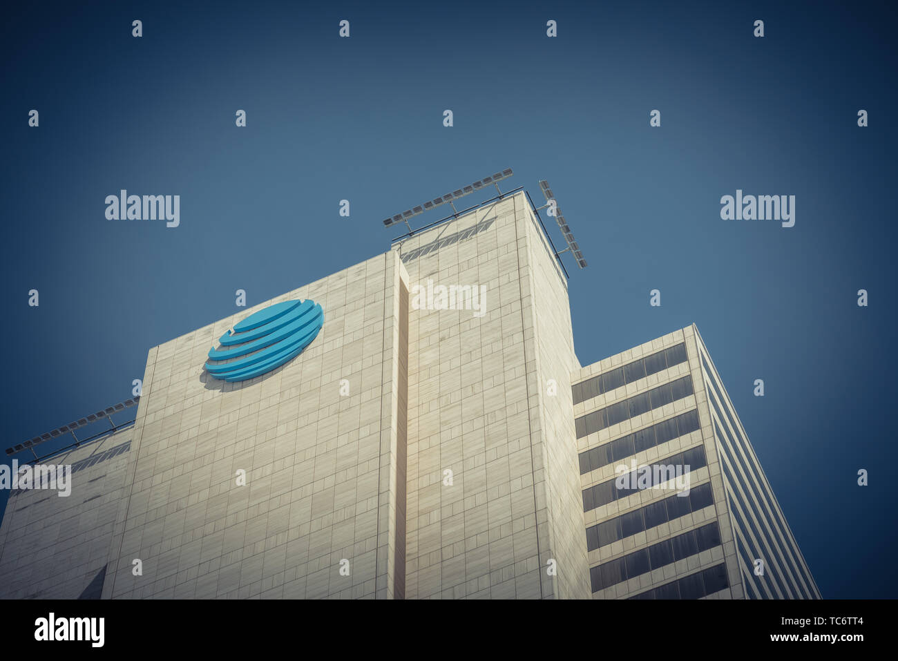 Whitacre Tower building with AT T logo in Downtown Dallas, Texas Stock ...