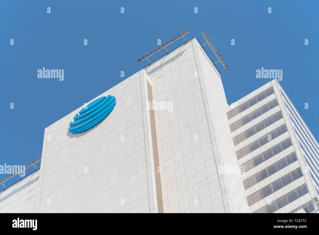 Whitacre Tower building with AT T logo in Downtown Dallas, Texas Stock ...