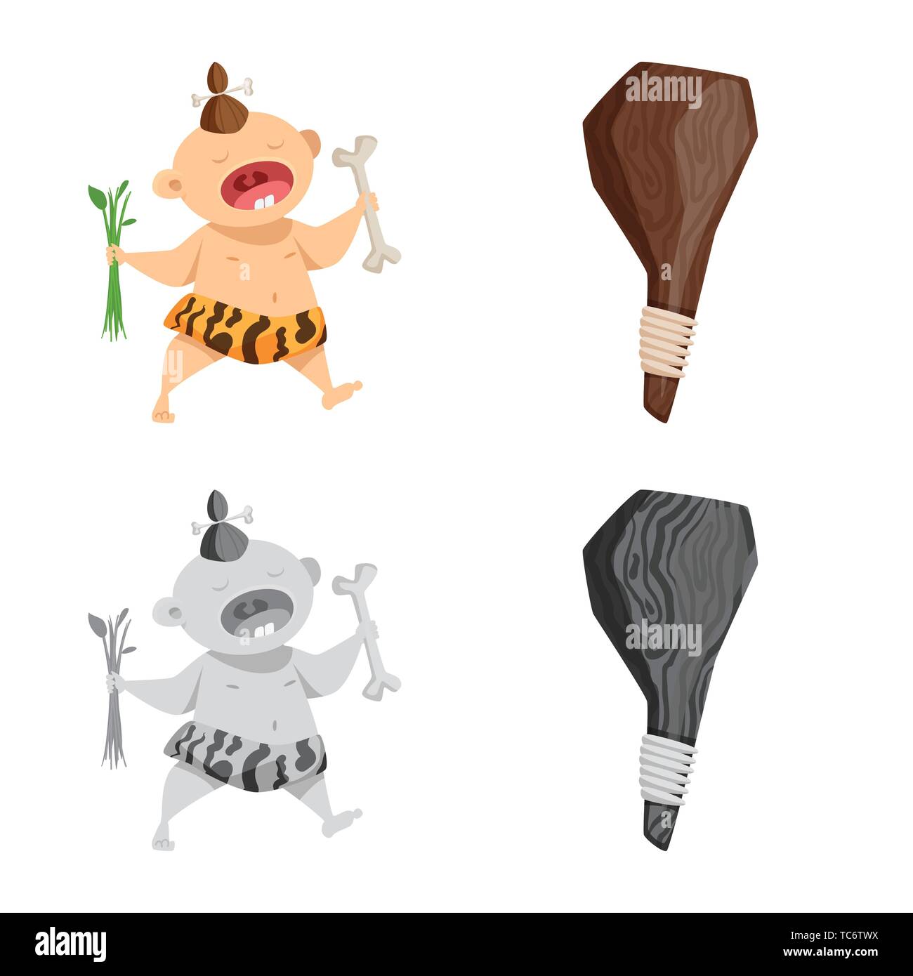 Isolated object of evolution and prehistory icon. Collection of ...