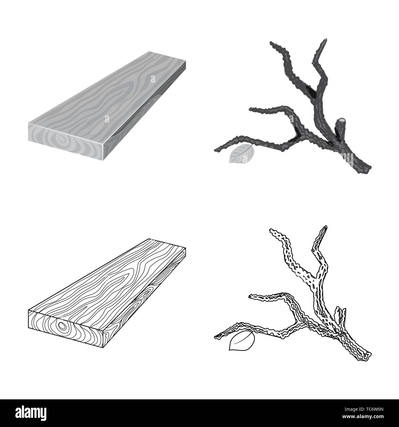 Vector design of tree and raw sign. Set of tree and construction stock ...