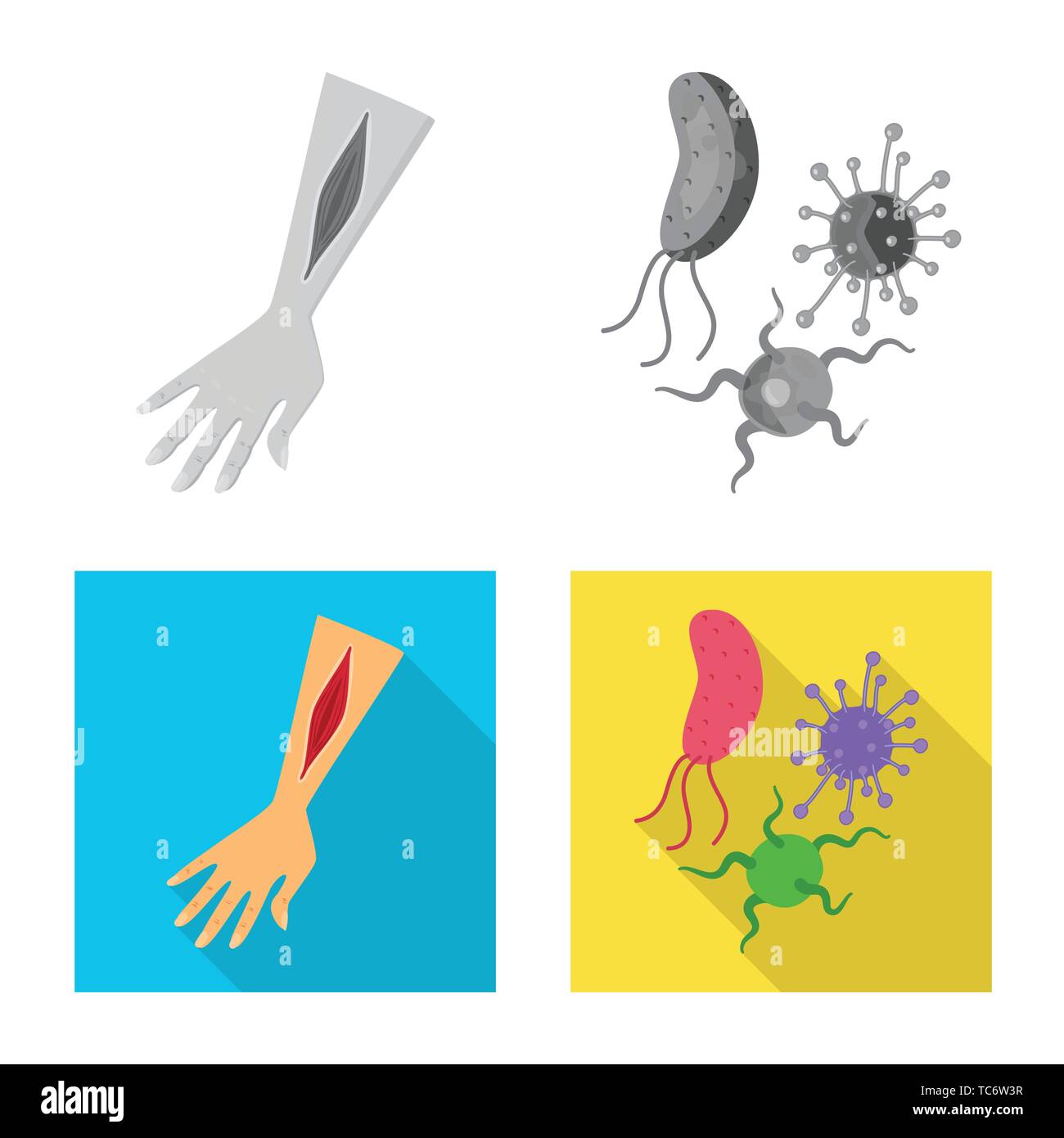 Vector illustration of medical and pain sign. Set of medical and ...