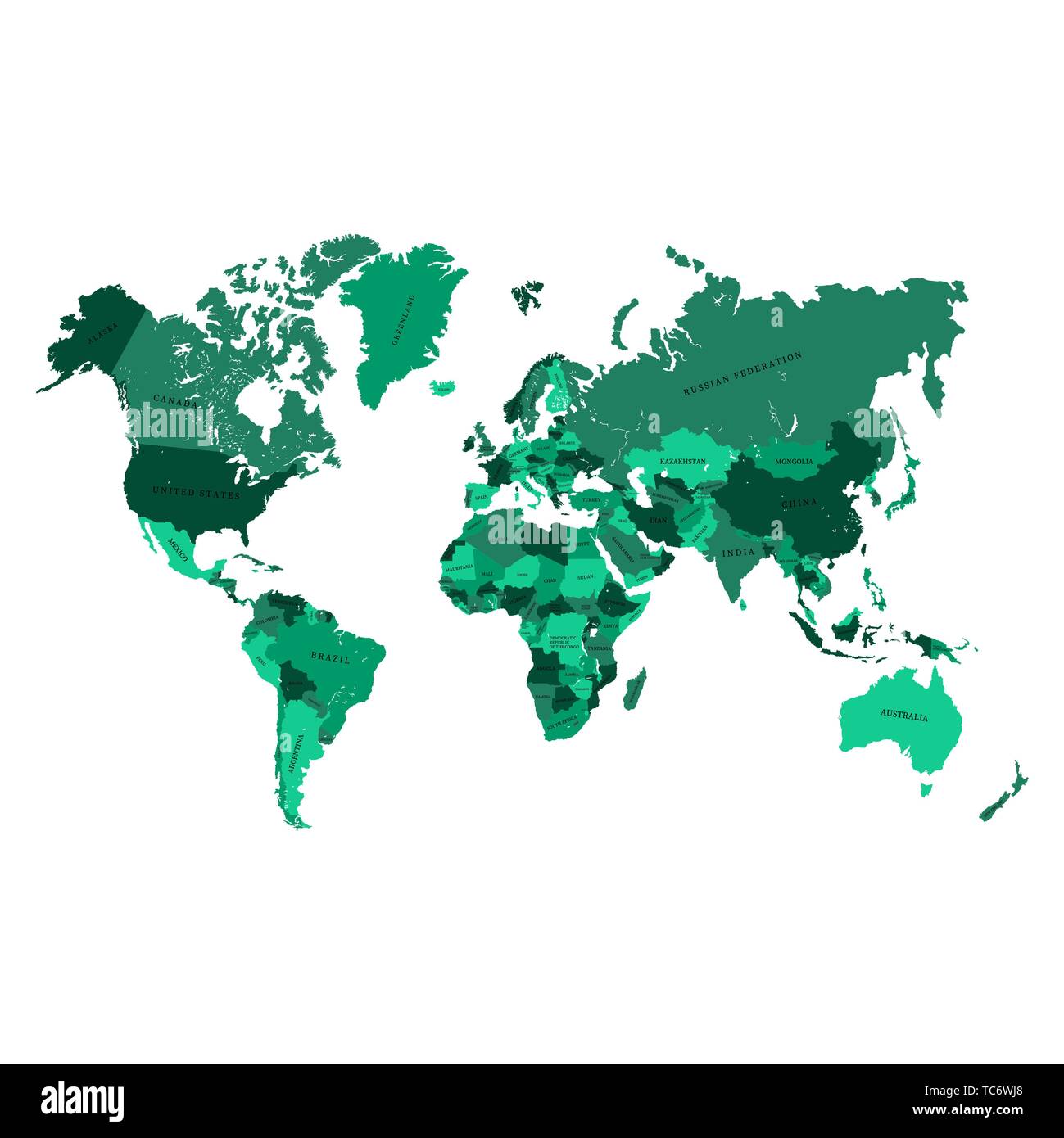 Vector map of the world, with countries borders and names Ready for ...