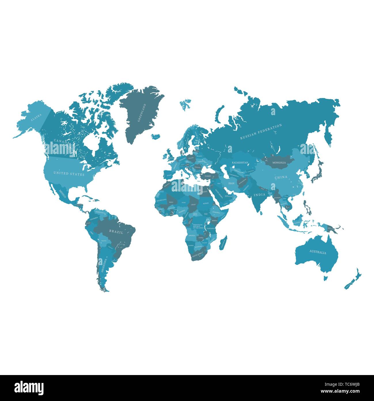 Vector map of the world, with countries borders and names Ready for ...