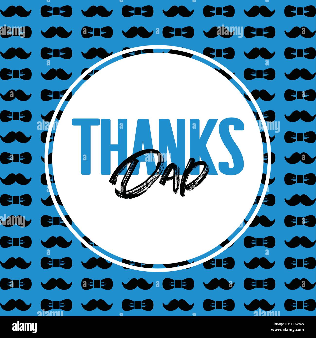 Thanks dad message with mustache and bow tie background Stock Vector ...