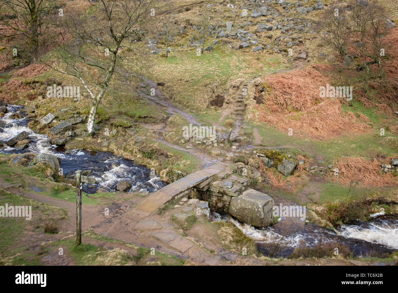 Bronte Bridge on The Bronte way on Haworth Moor, Bronte Country ...