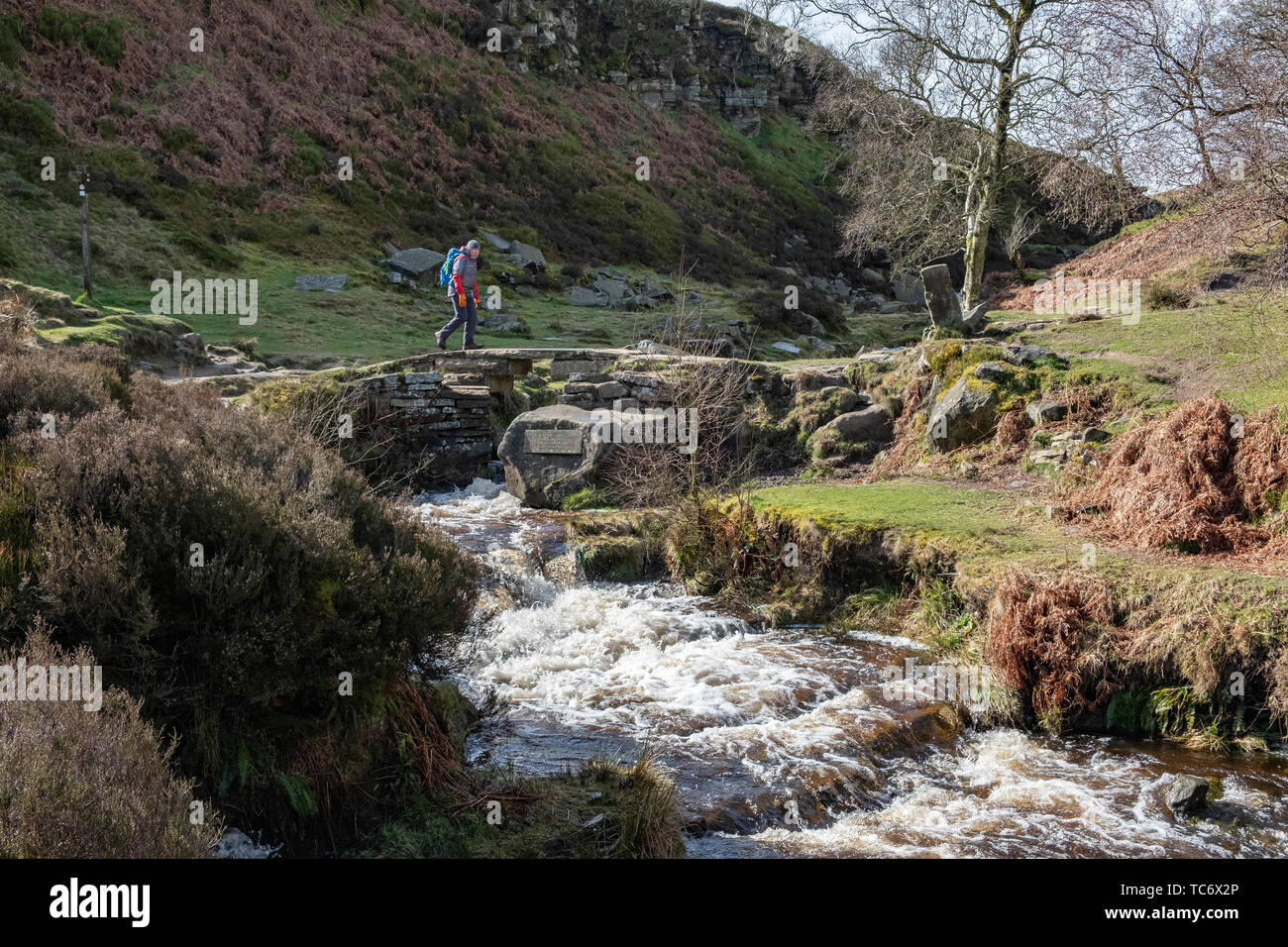 Bronte Bridge on The Bronte way on Haworth Moor, Bronte Country ...