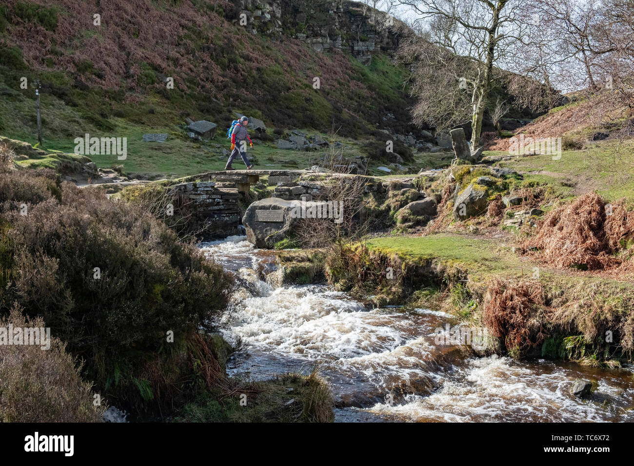 Bronte Bridge on The Bronte way on Haworth Moor, Bronte Country ...