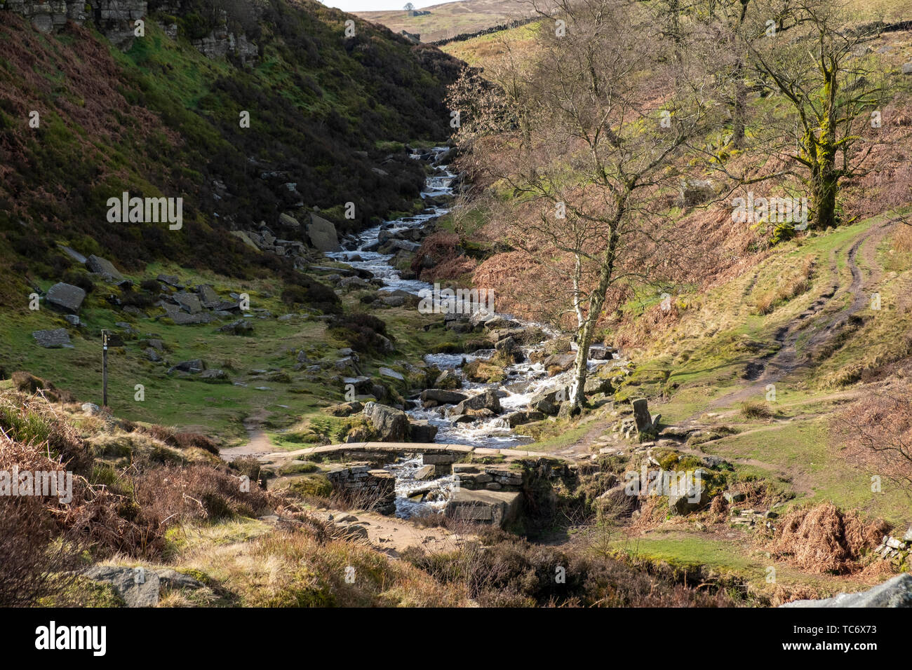 Bronte Bridge on The Bronte way on Haworth Moor, Bronte Country ...