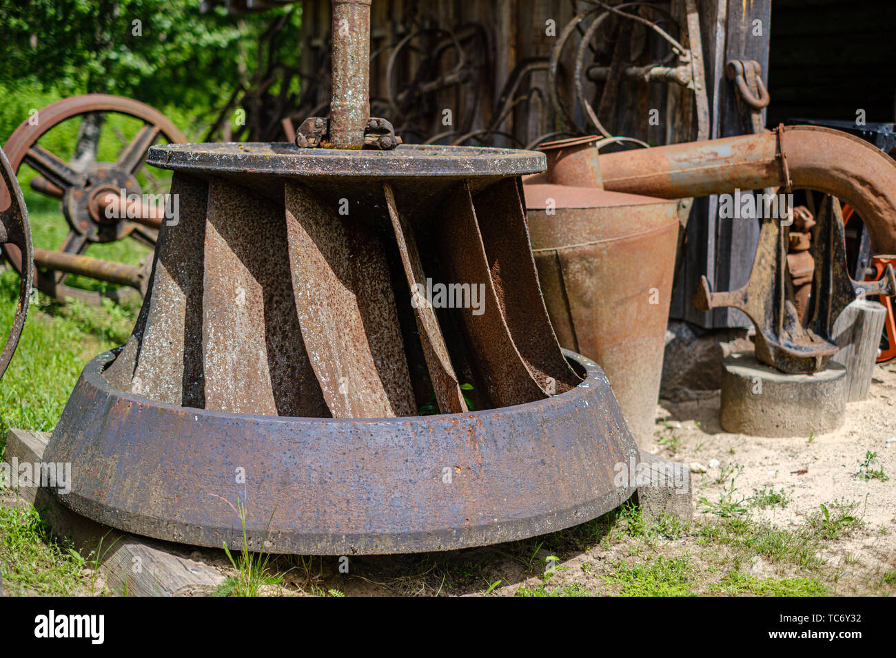 old rusty metal parts from old instruments and mechanics. historical ...