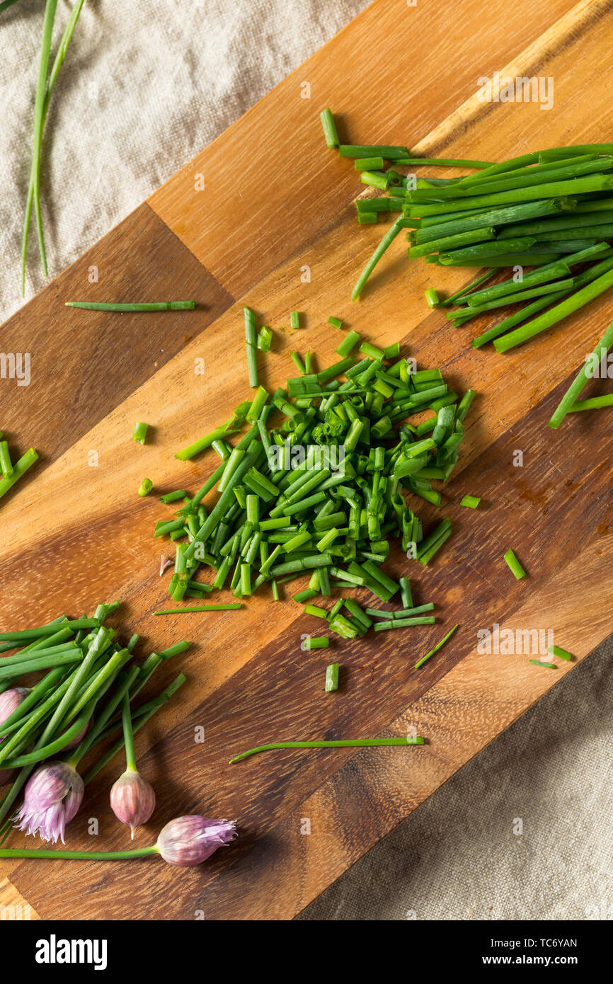 Raw Green Organic Flowering Chives Ready to Cook With Stock Photo - Alamy