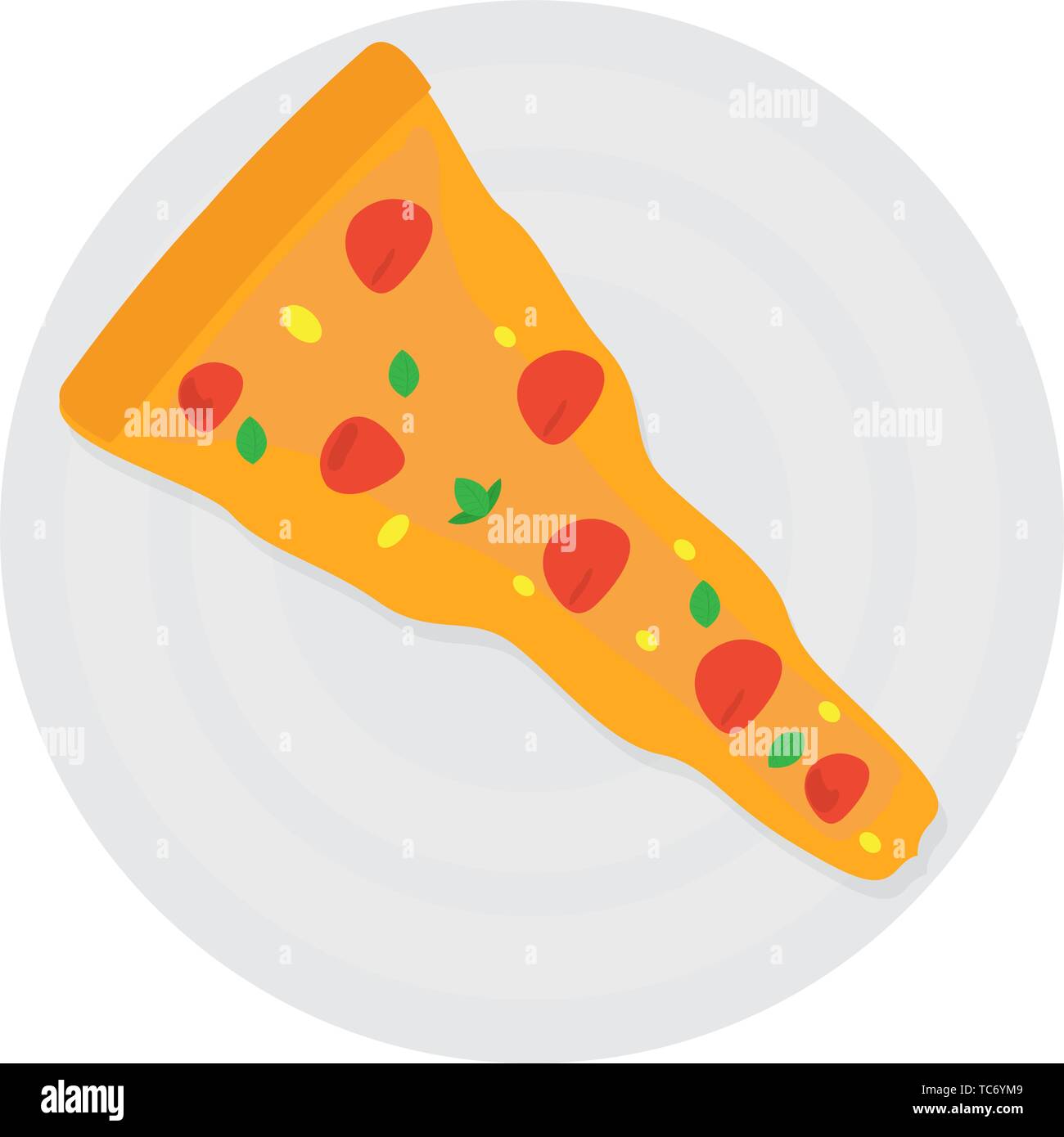 Top view of a pizza slice on a plate - Vector Stock Vector Image & Art ...