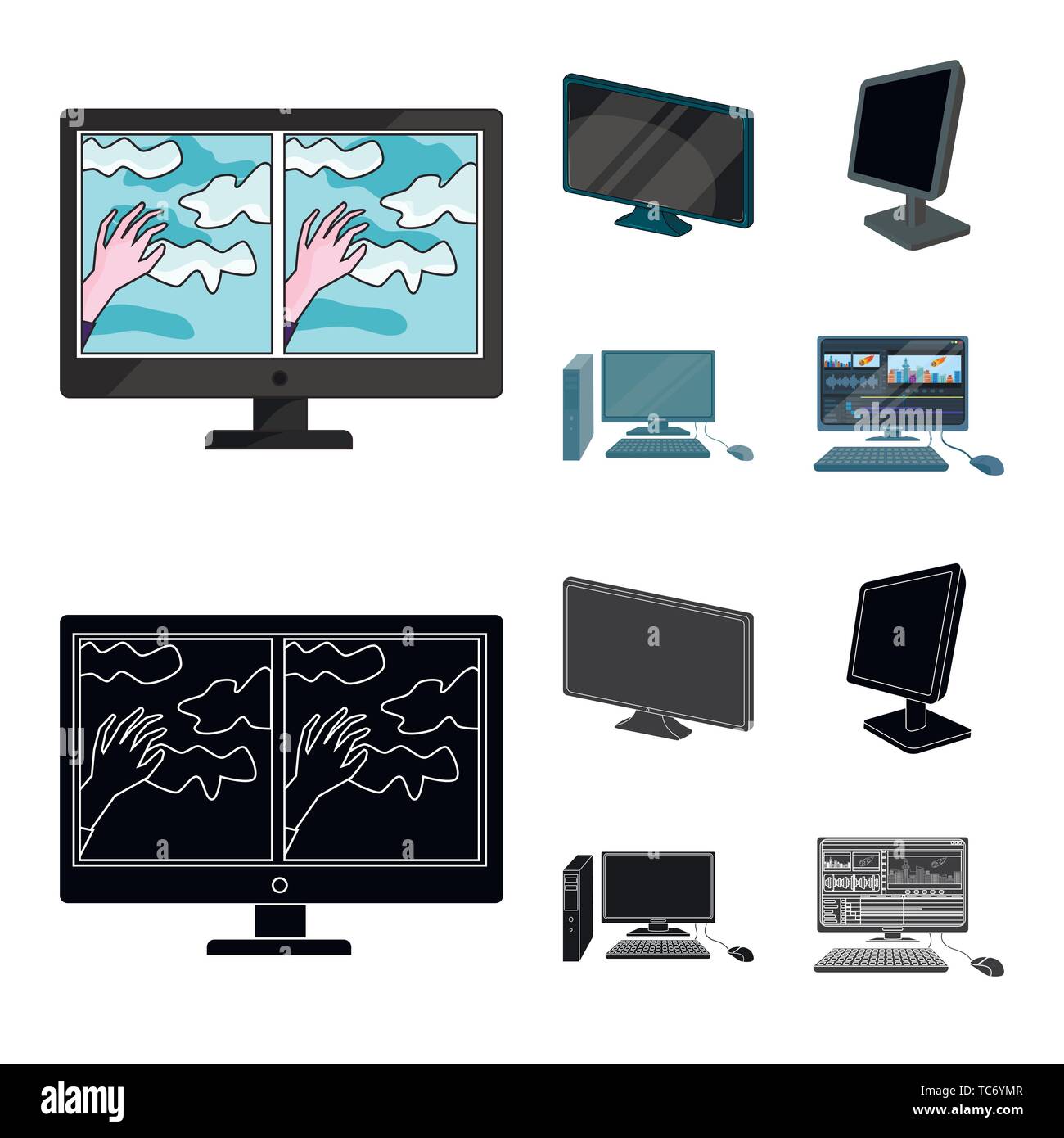 Isolated object of screen and computer logo. Collection of screen and ...