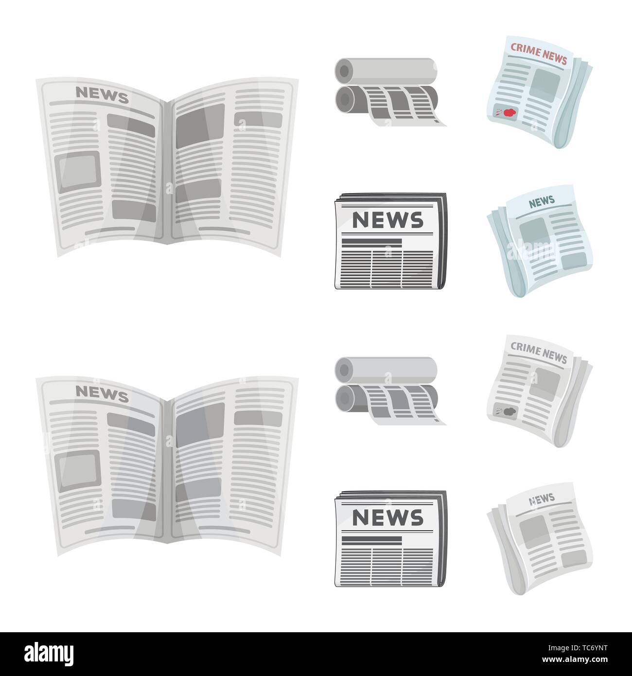 Isolated object of daily and folded logo. Collection of daily and paper ...