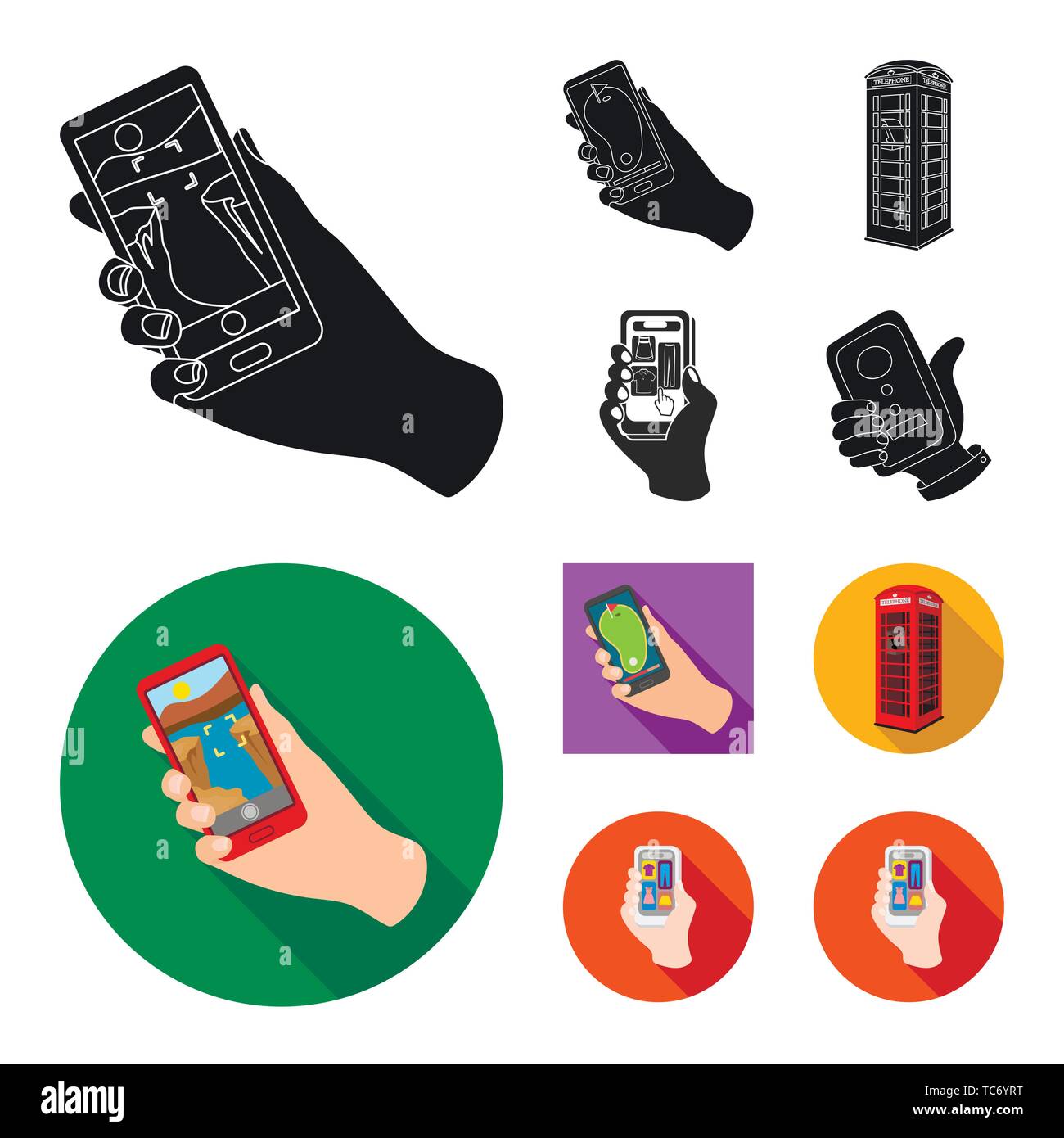 Vector illustration of phone and screen logo. Collection of phone and ...