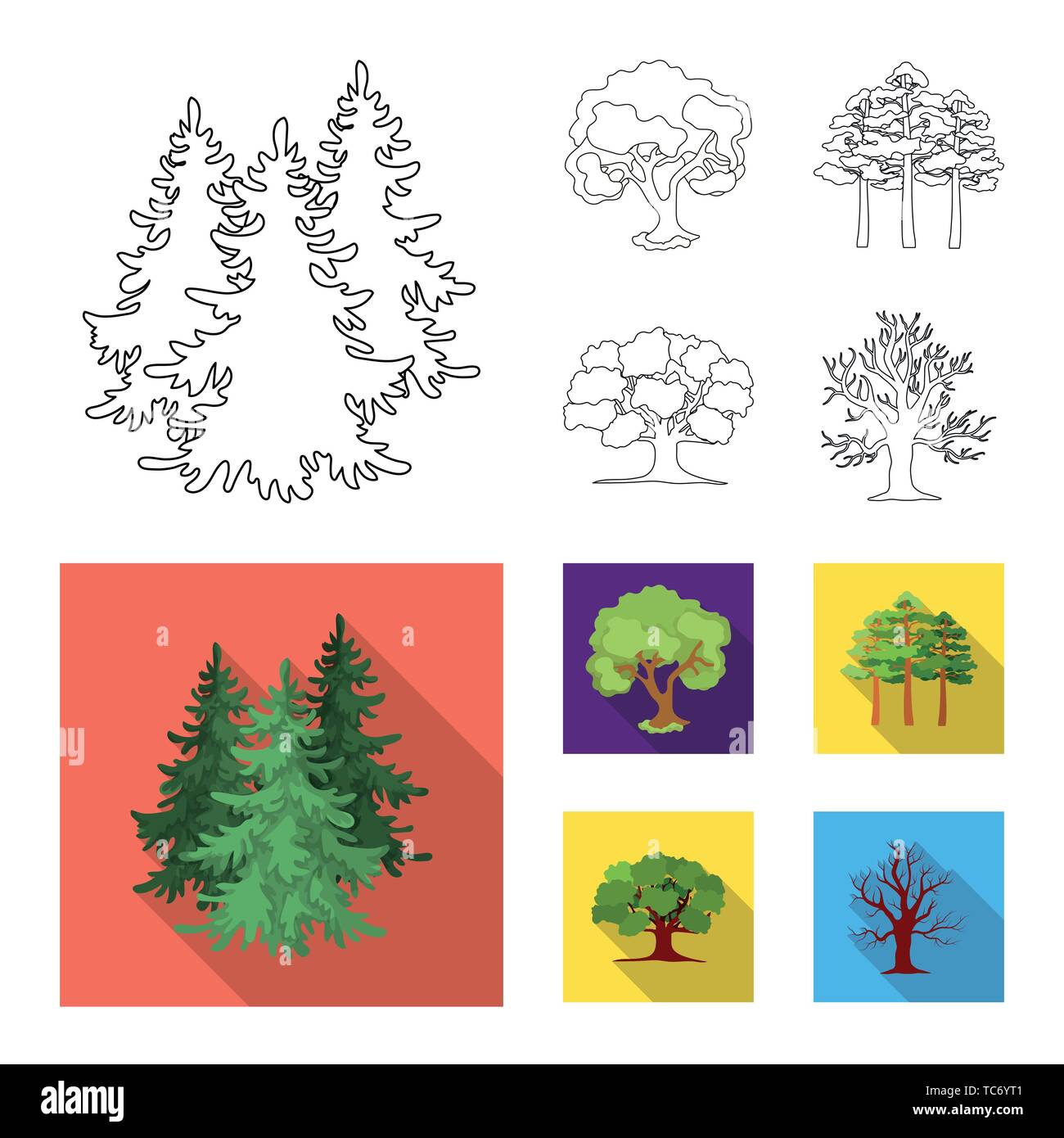 Vector design of tree and forest symbol. Collection of tree and green ...