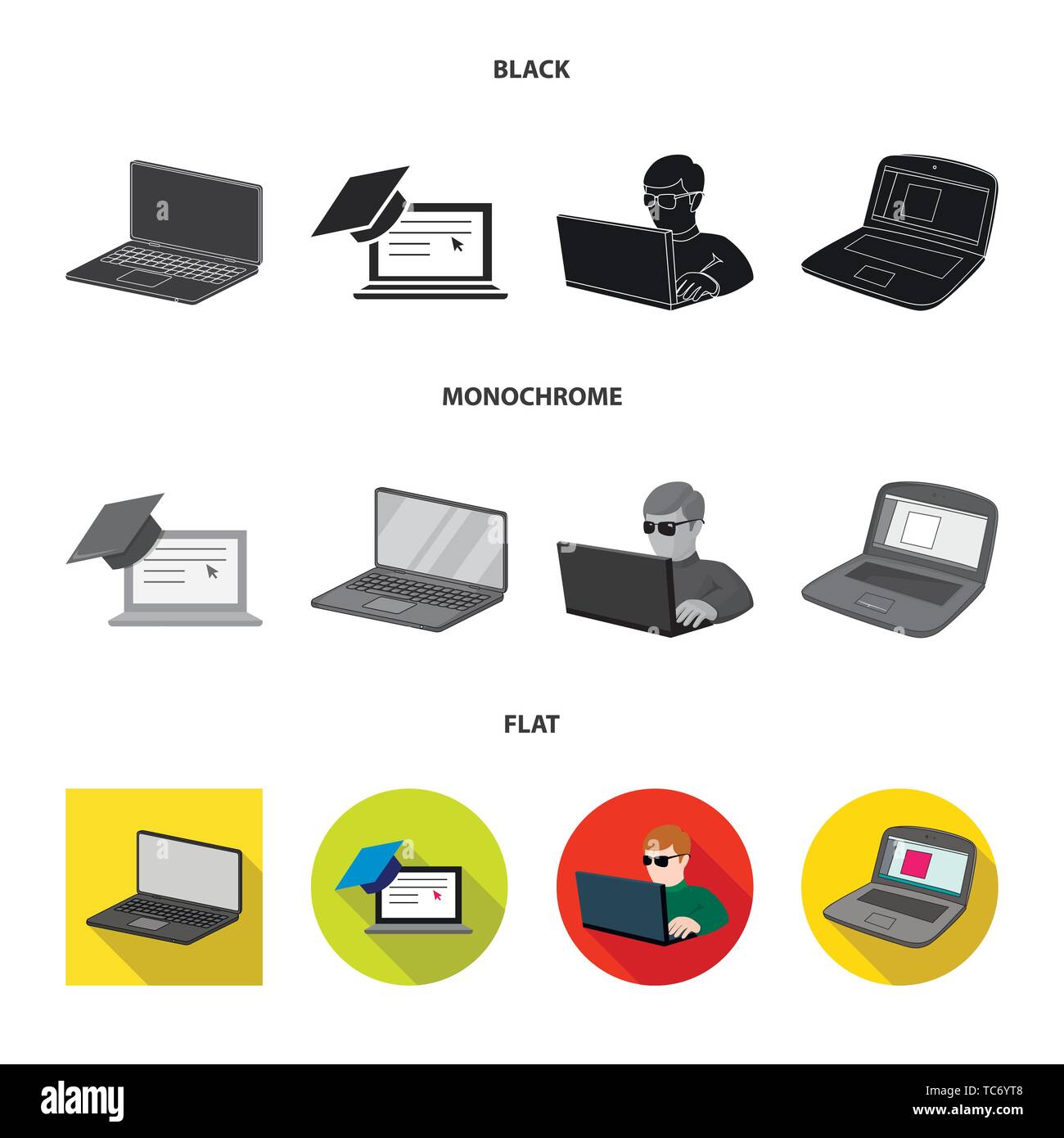 Vector design of pc and screen logo. Collection of pc and monitor ...
