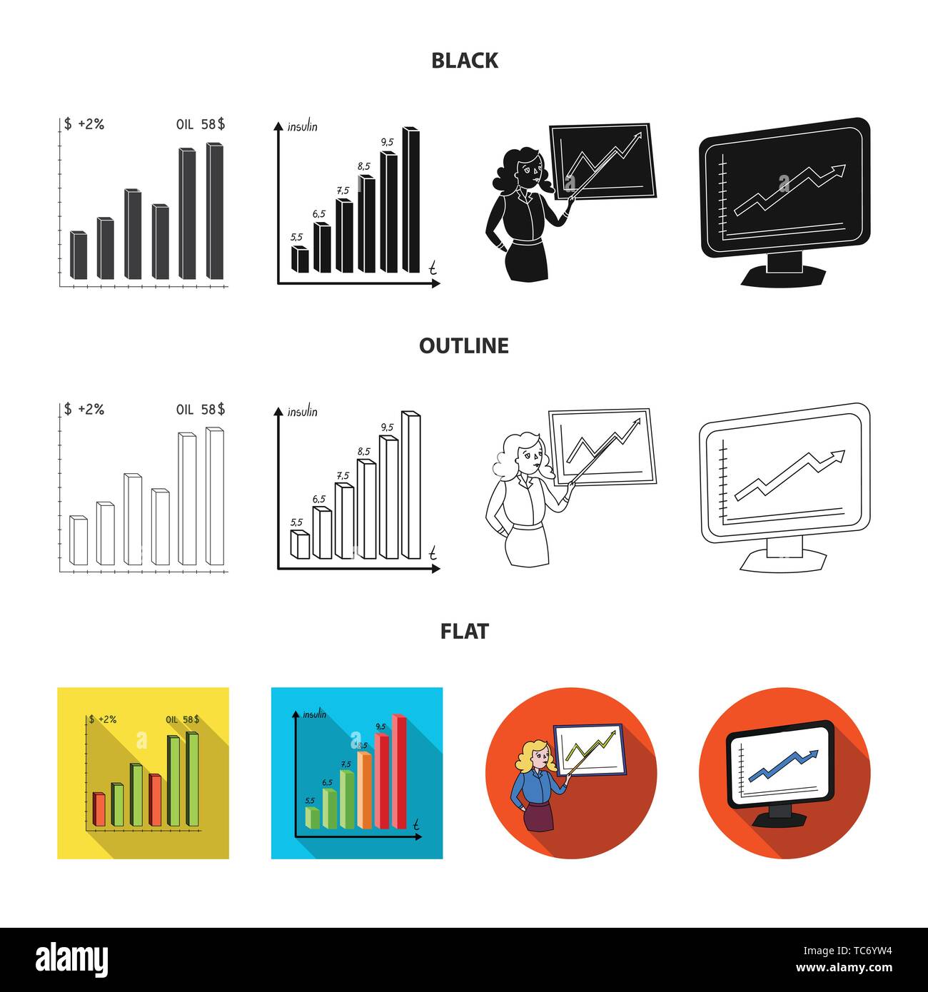 Vector design of diagram and statistic sign. Set of diagram and ...