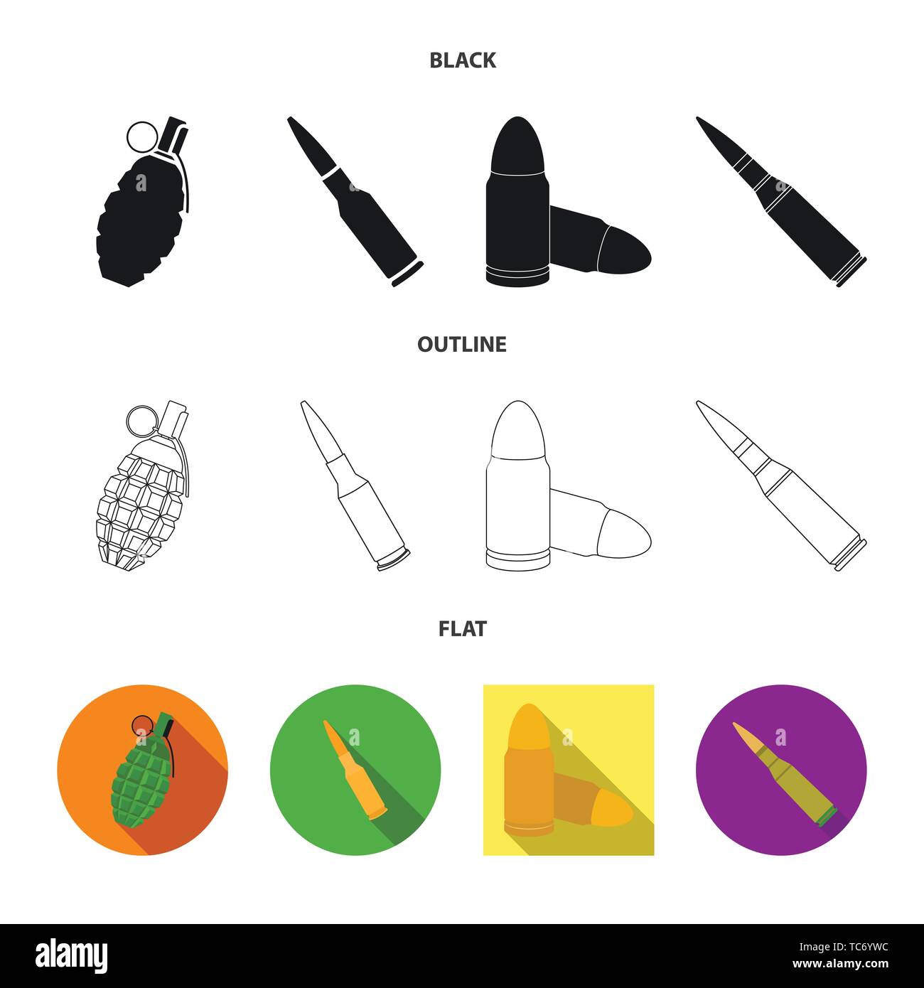 Vector design of weapon and war sign. Collection of weapon and ...