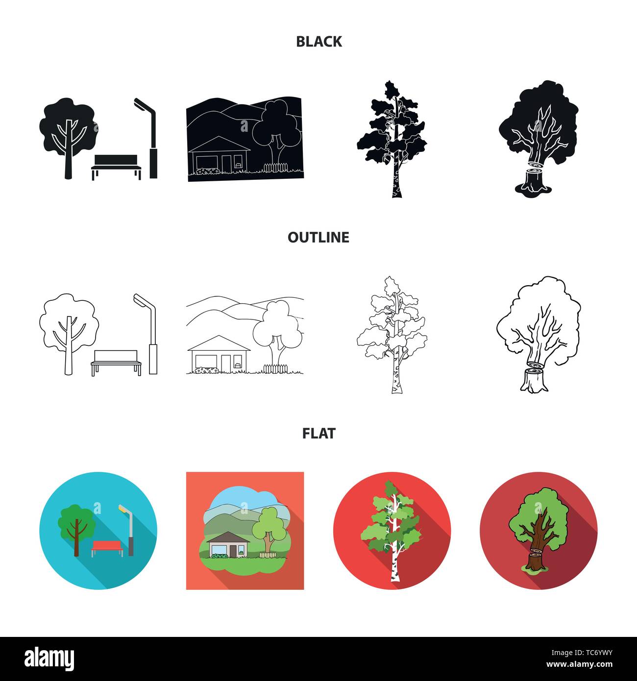 Vector design of tree and forest logo. Collection of tree and green ...