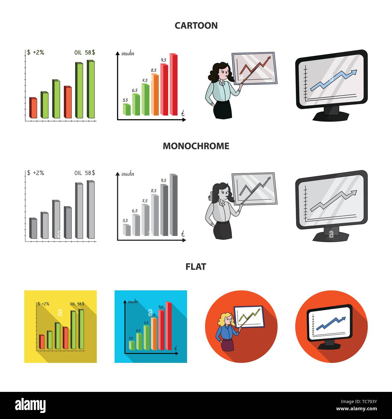 Vector illustration of diagram and statistic icon. Set of diagram and ...