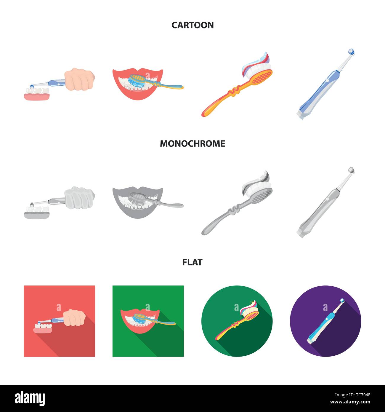 Vector illustration of toothpaste and brush logo. Set of toothpaste and ...