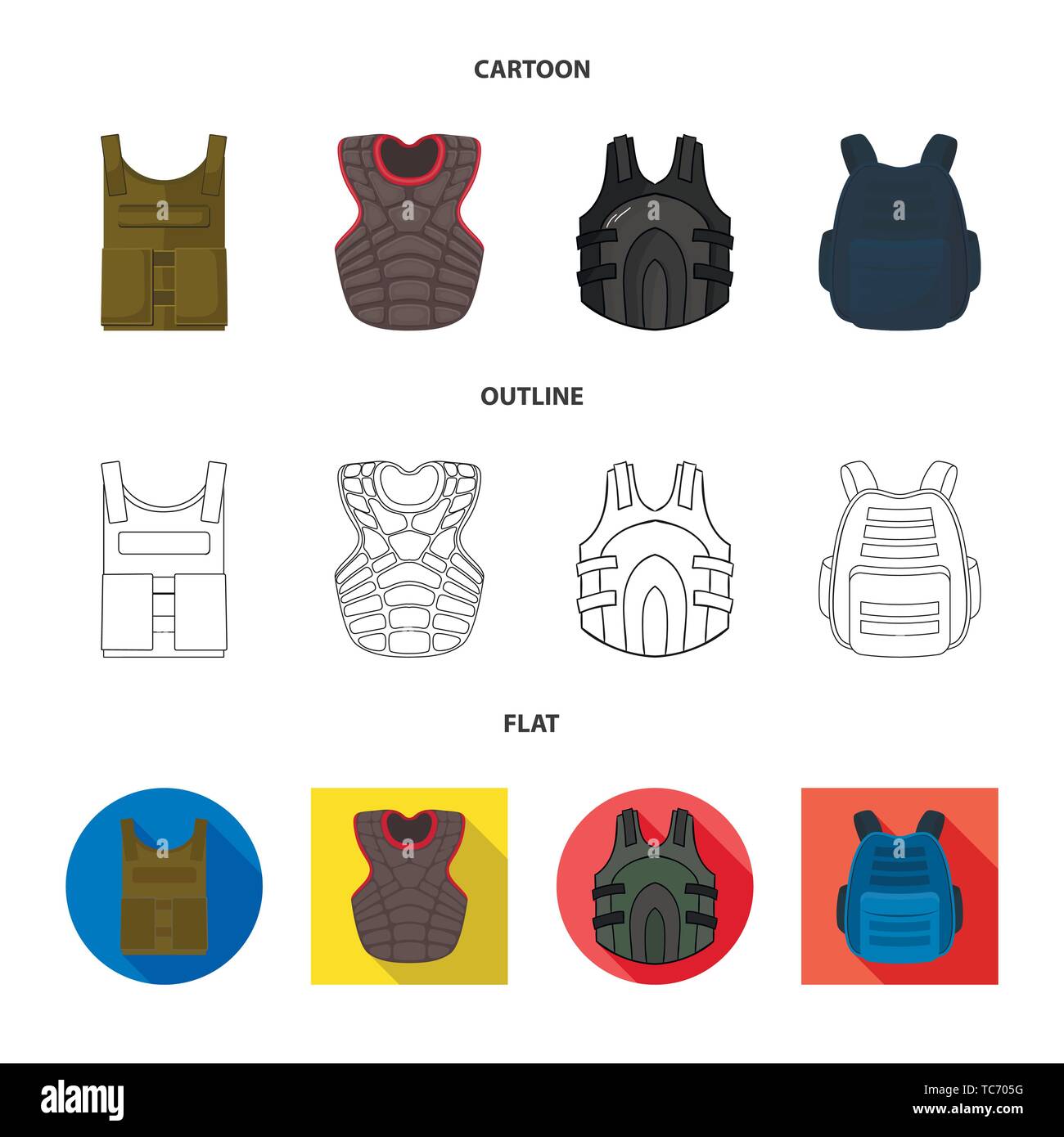 Vector design of flak and jacket logo. Set of flak and body stock ...