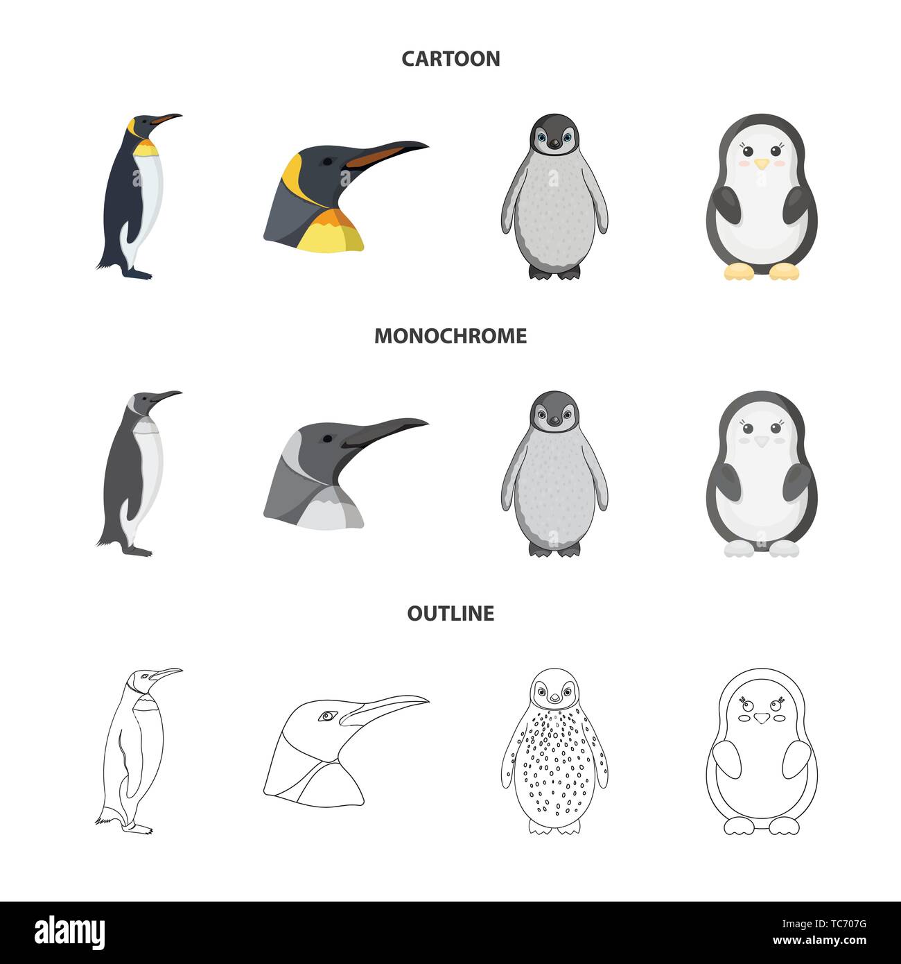 Vector illustration of cute and snow symbol. Set of cute and happy ...