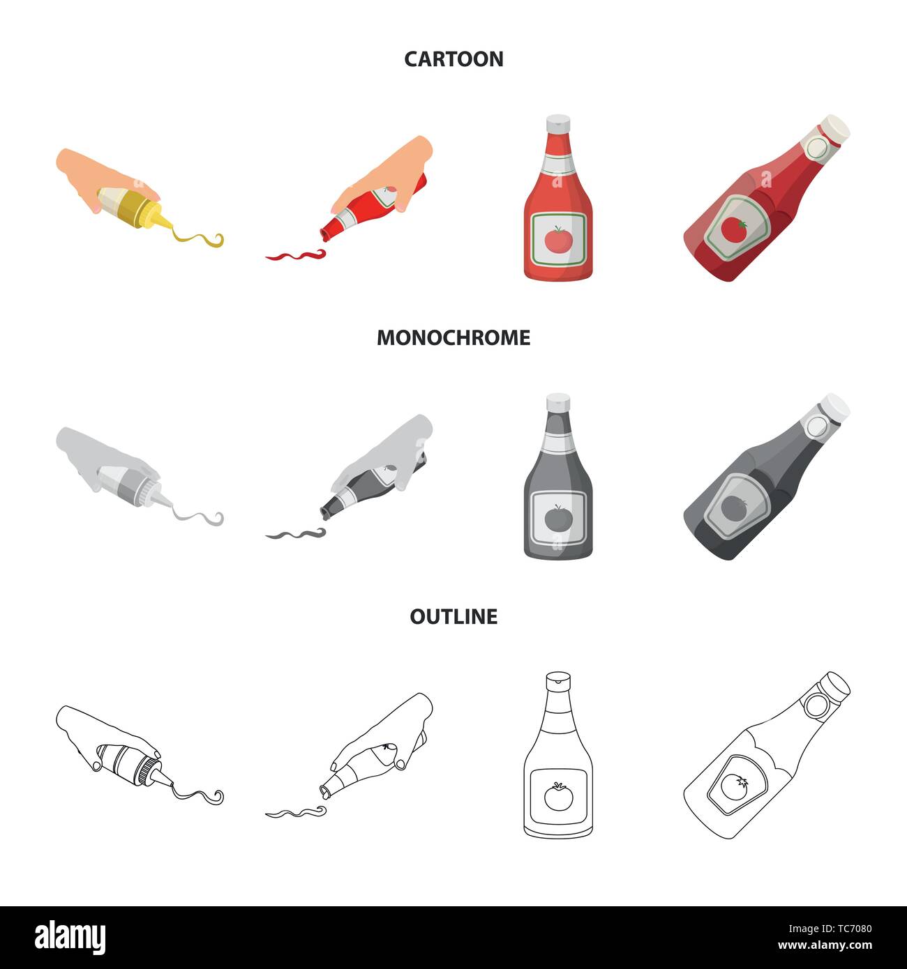 Vector illustration of sauce and condiment sign. Collection of sauce ...