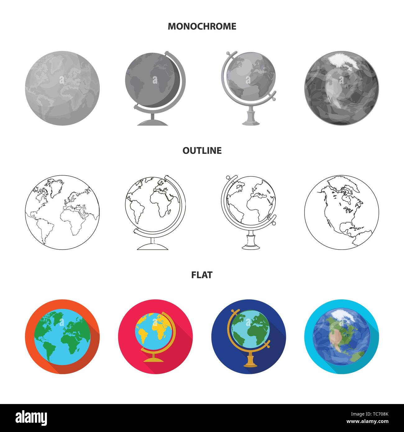 Vector design of globe and world logo. Set of globe and earth stock ...