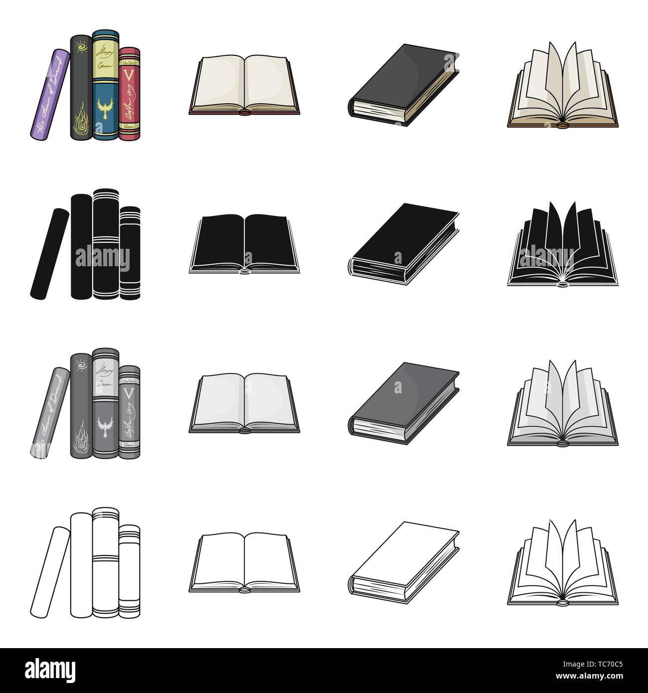 Vector illustration of library and textbook icon. Collection of library ...