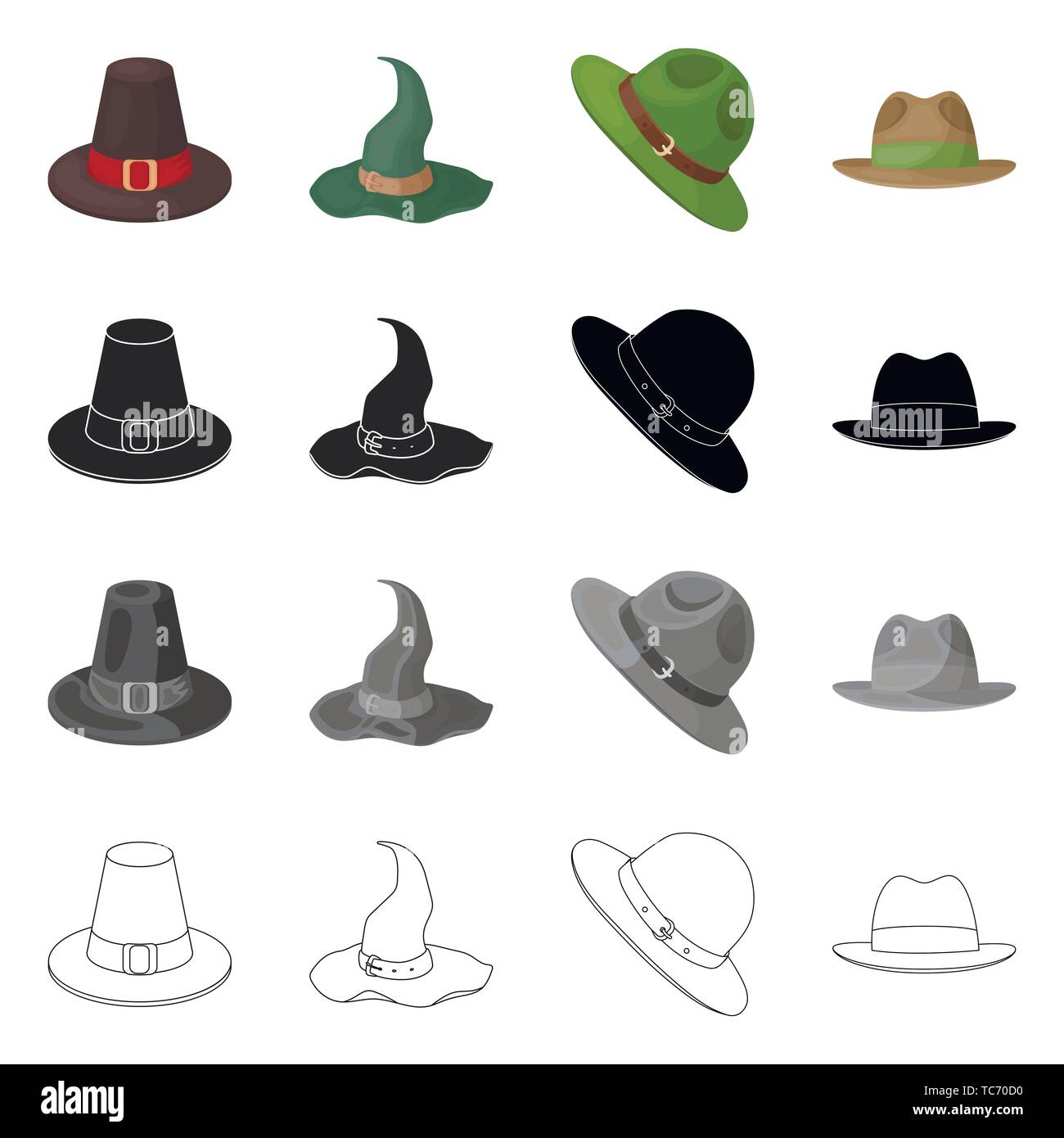 Vector illustration of hat and cap logo. Set of hat and model stock ...