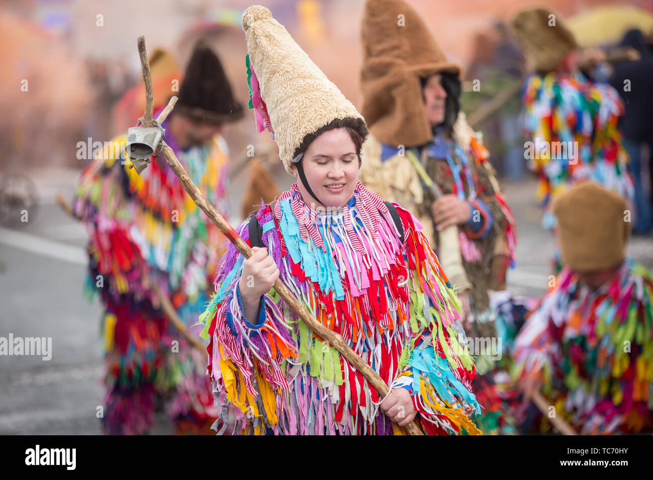 Matulji, Croatia - 3rd February, 2019 : Traditional carnival parade ...