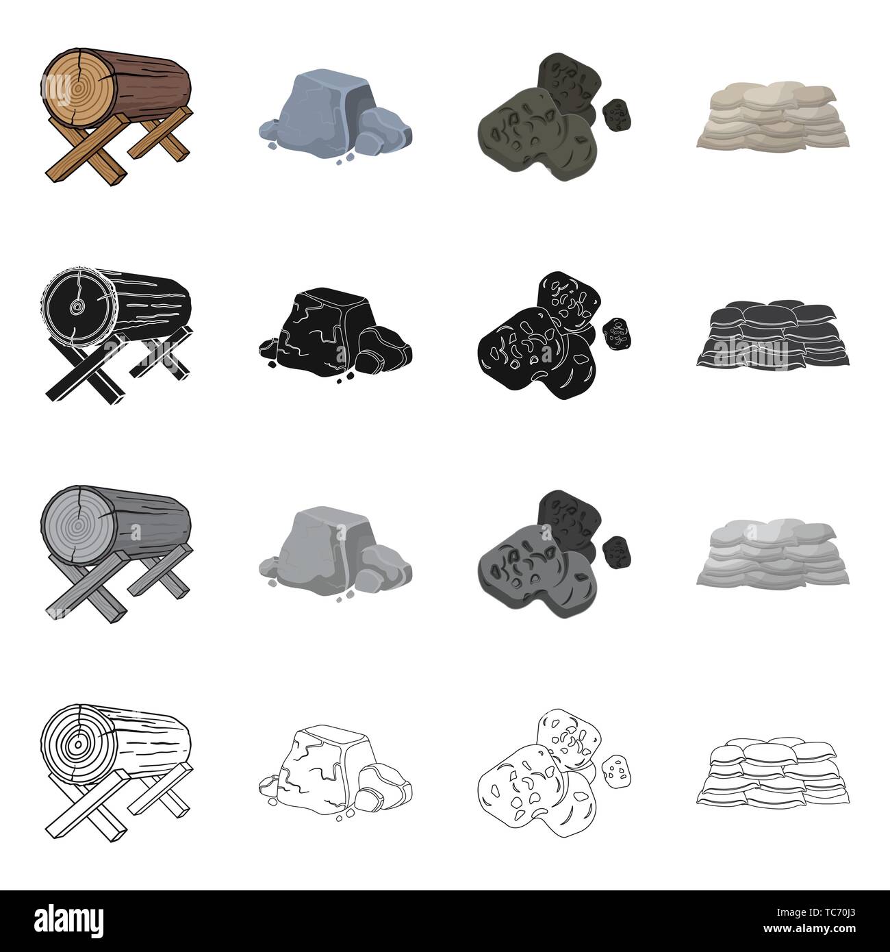 Vector illustration of material and cement symbol. Set of material and ...