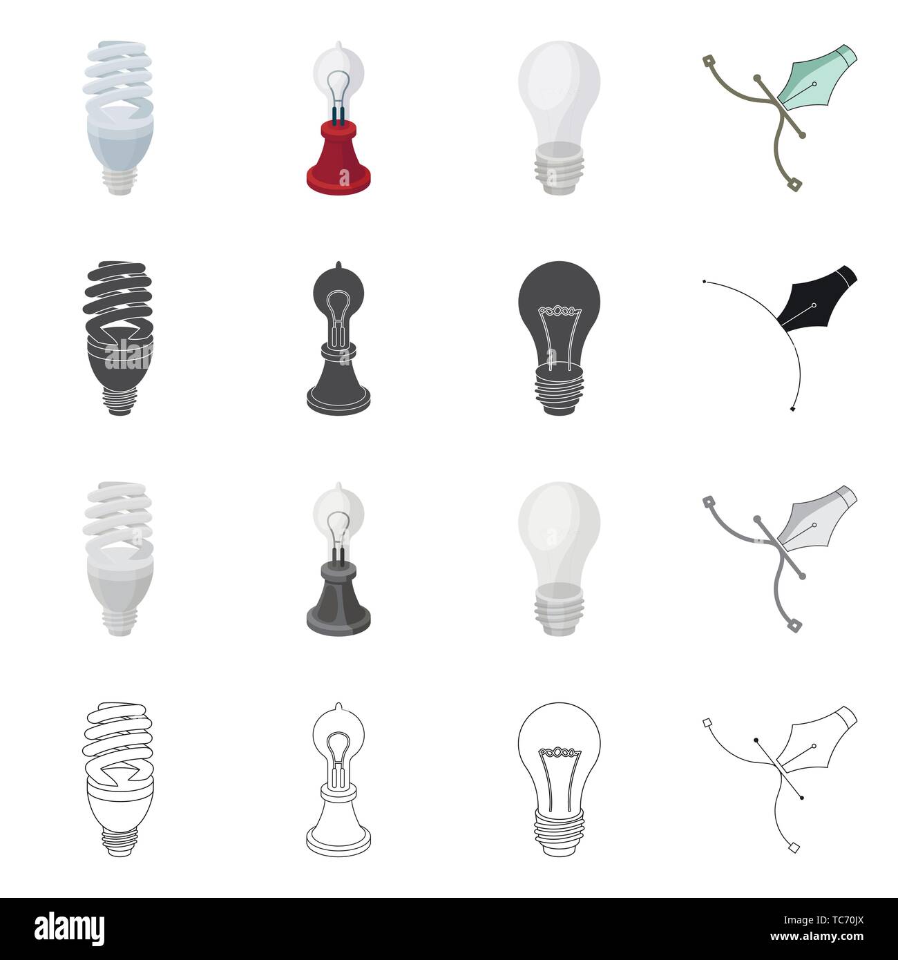 Isolated object of lightbulb and ecolam sign. Collection of lightbulb ...