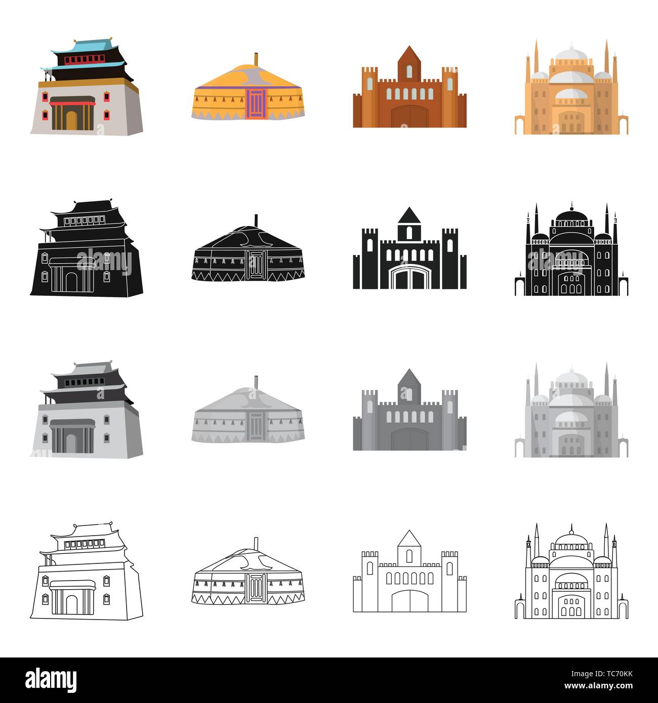 Vector design of town and chinatown icon. Collection of town and asian ...