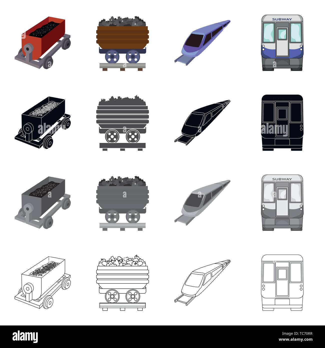 Vector design of railroad and train icon. Collection of railroad and ...