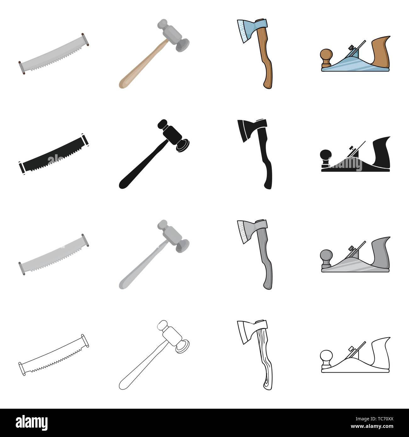 Isolated object of tool and construction sign. Collection of tool and ...