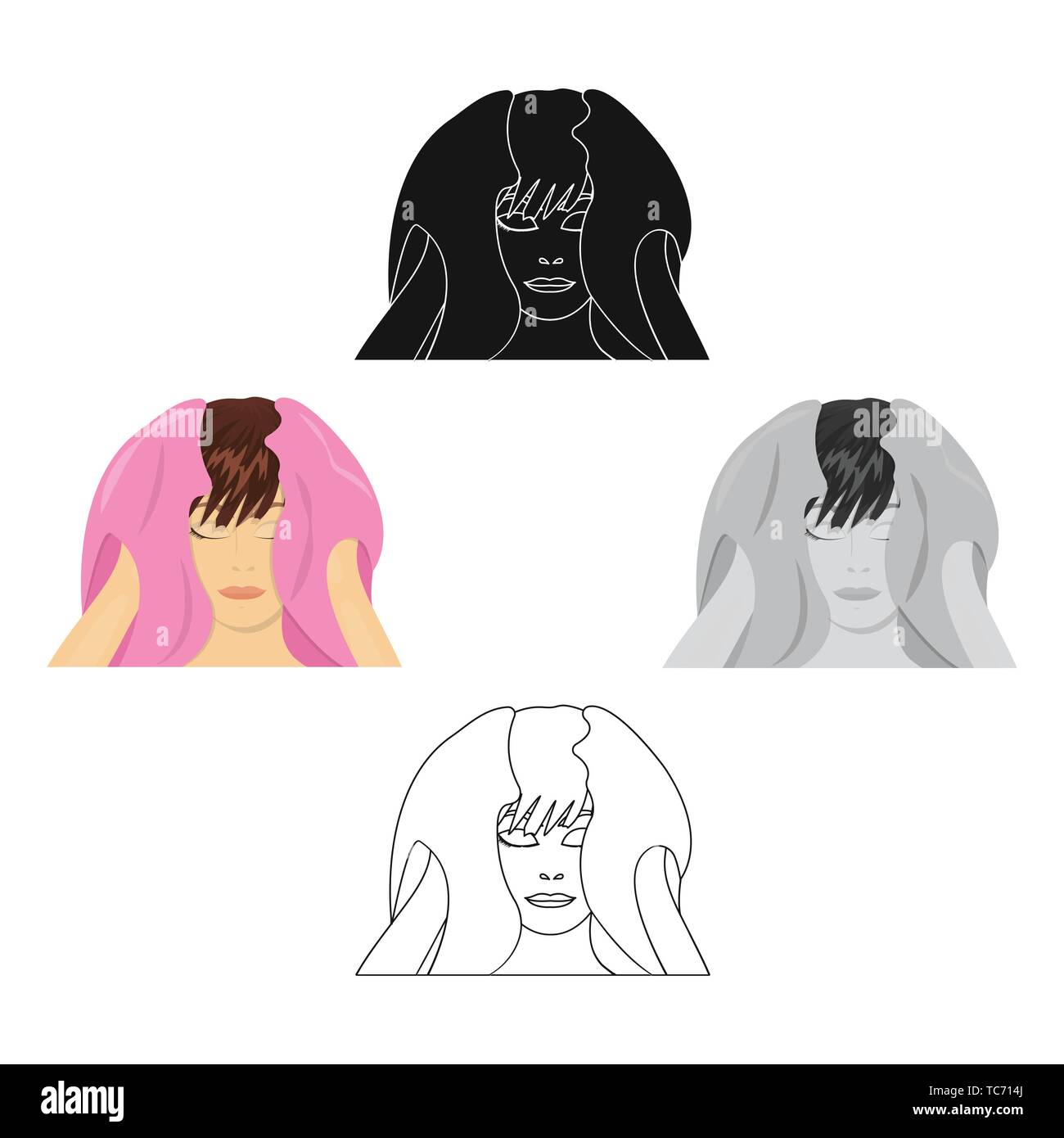 Girl, single icon in cartoon,black style.Girl vector symbol stock ...