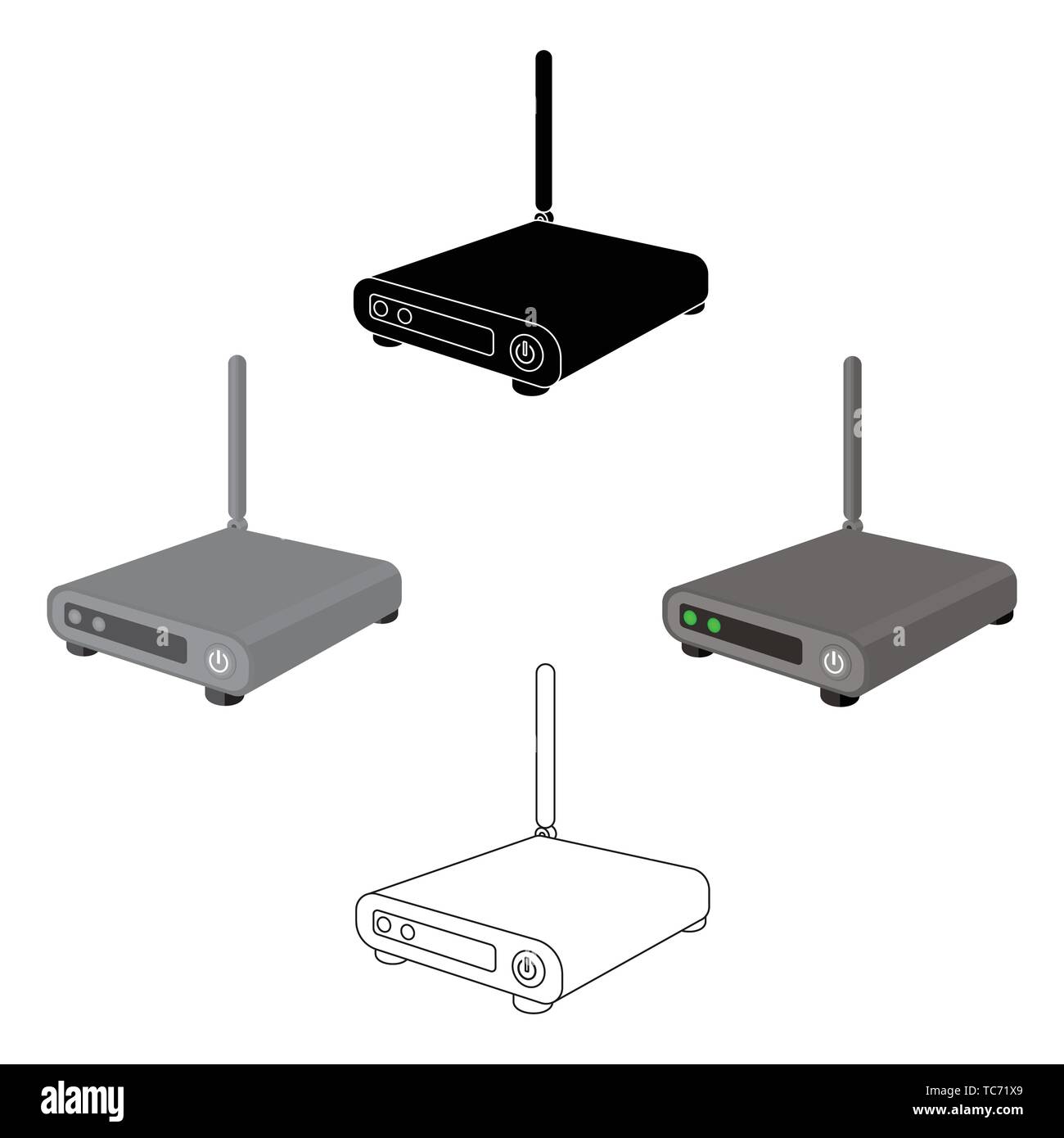 Router icon in cartoon,black design isolated on white background ...