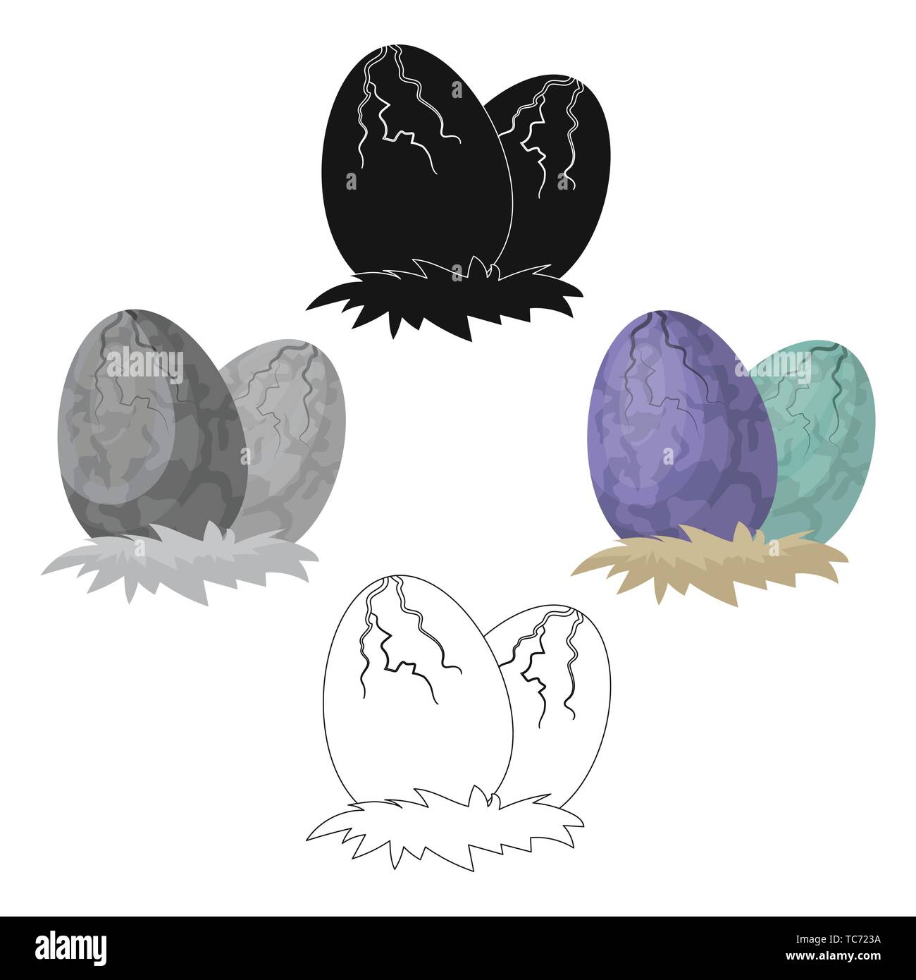 Eggs of dinosaur icon in cartoon,black design isolated on white ...