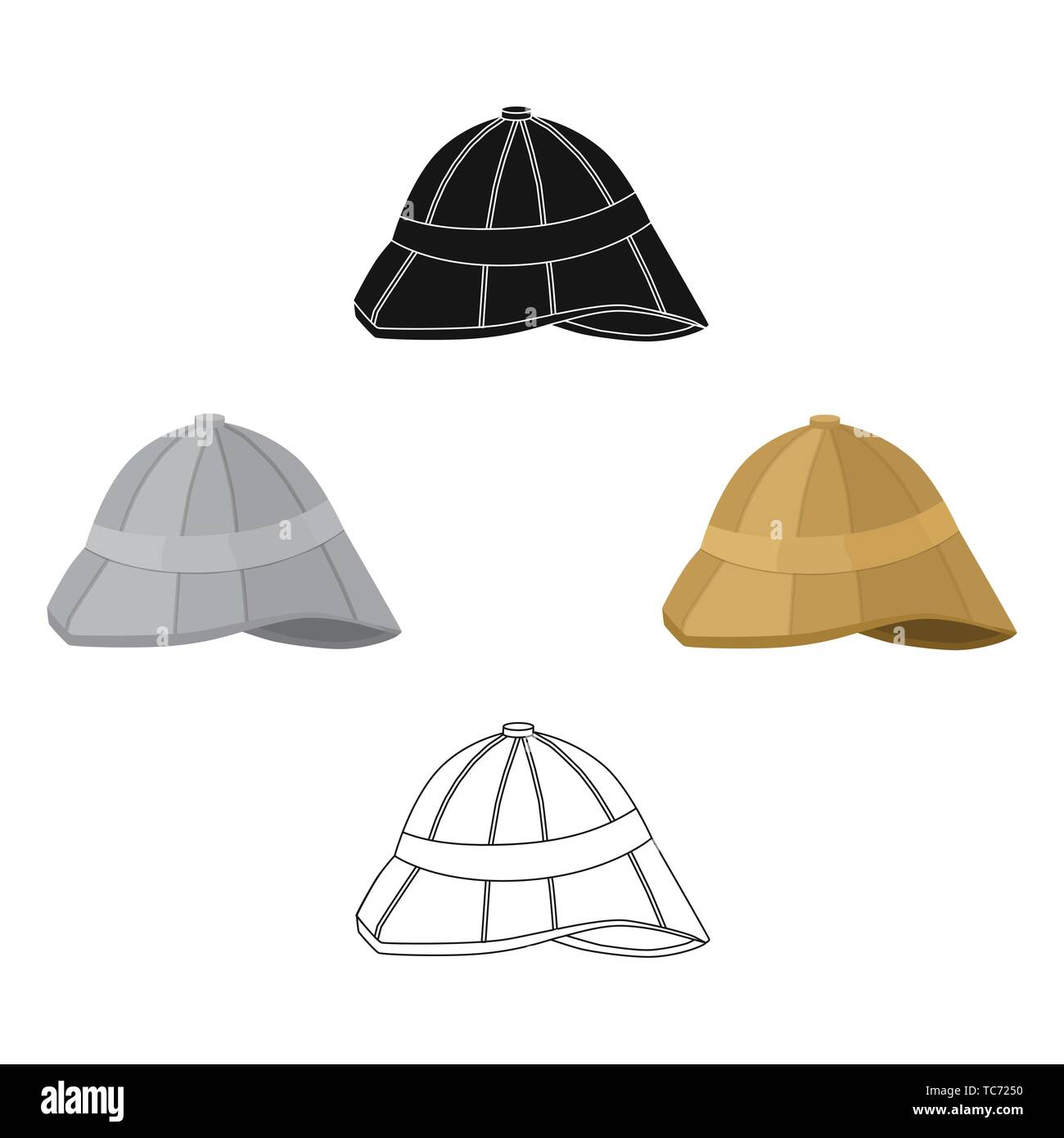 Pith helmet icon in cartoon,black style isolated on white background ...
